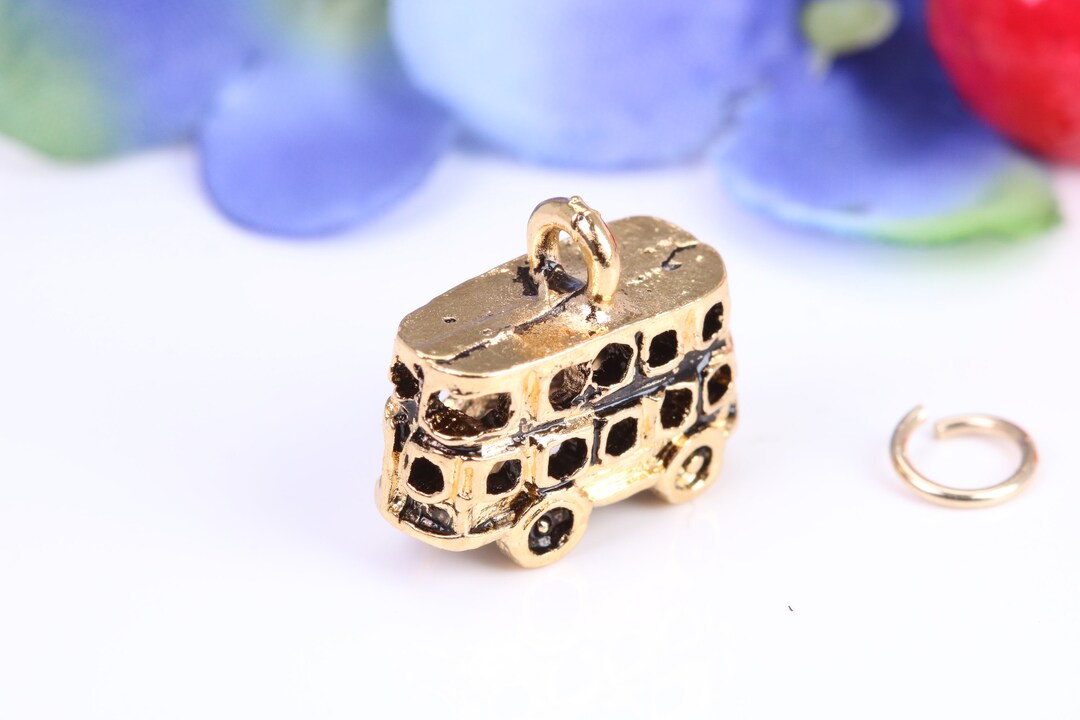 London Bus Charm, Traditional Charm, Made From Solid Cast Yellow Gold ...
