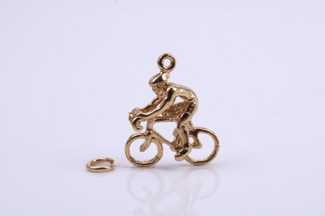 Cyclist Charm, Traditional Charm, Made From Solid 9ct Yellow Gold ...