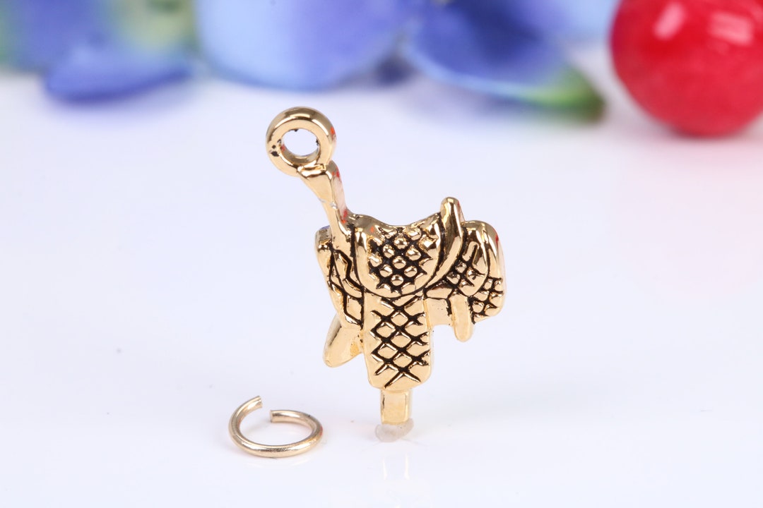 Horse Saddle Charm, Traditional Charm, Made From Solid Cast Yellow Gold ...
