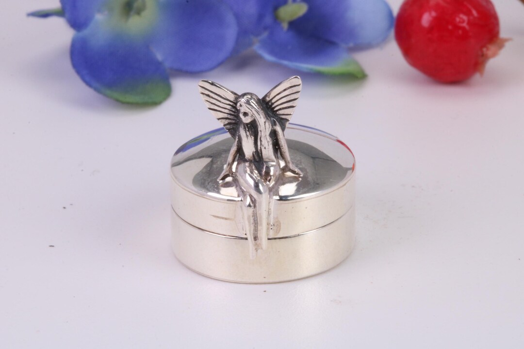 Fairy Pill Box, Made From Cast 925 Grade Sterling Silver With British ...