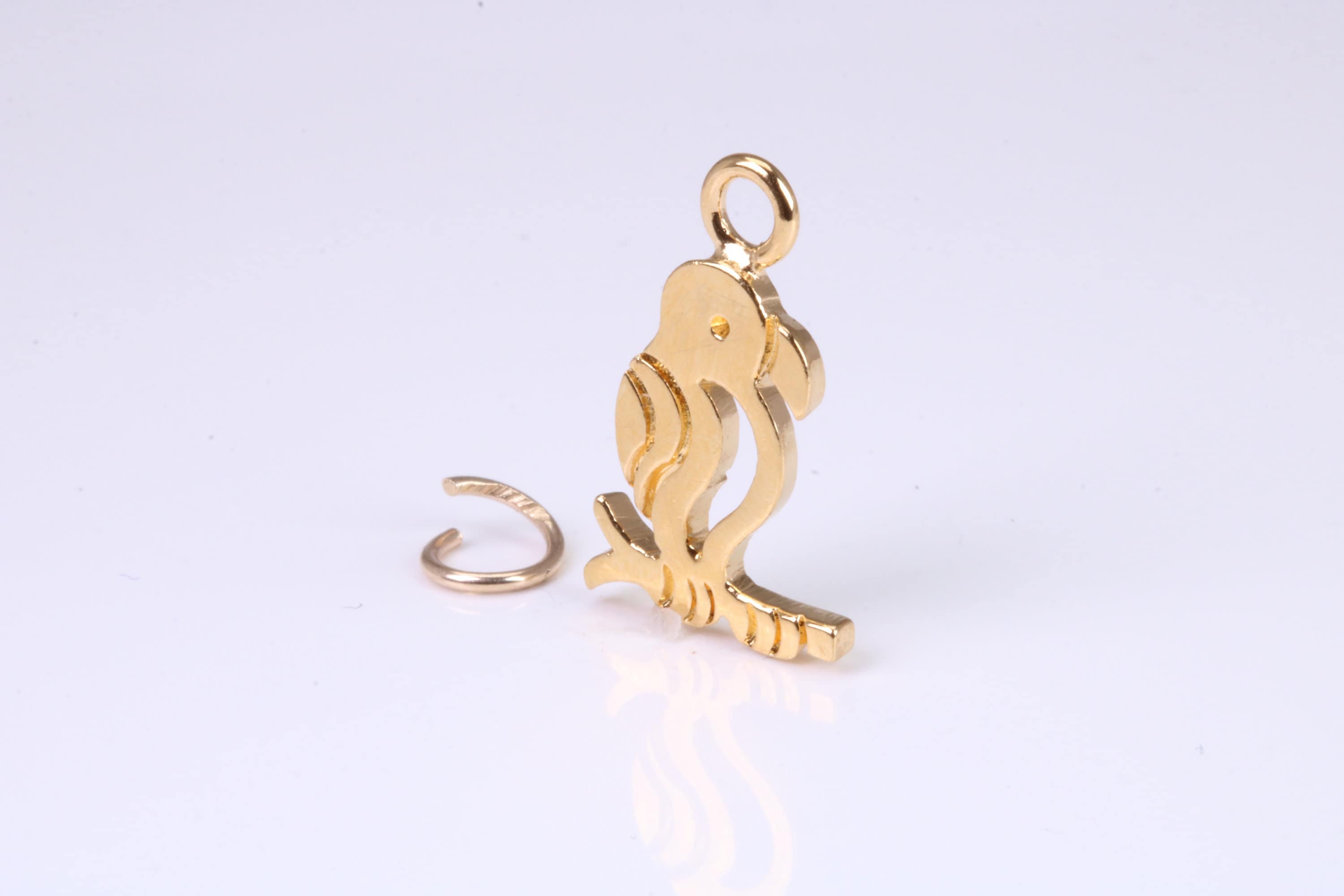 Parrot Charm, Made From Solid Cast Yellow Gold, British Hallmarked ...