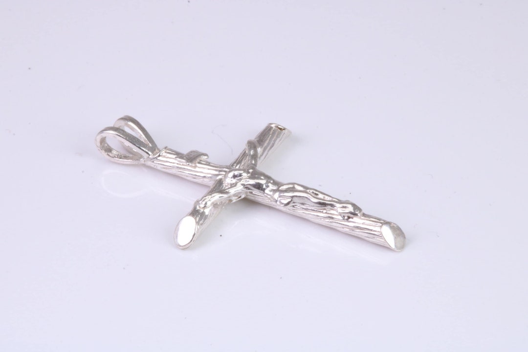 35 Mm Long Crucifix With Bark Effect Finish, Made From Solid Cast ...