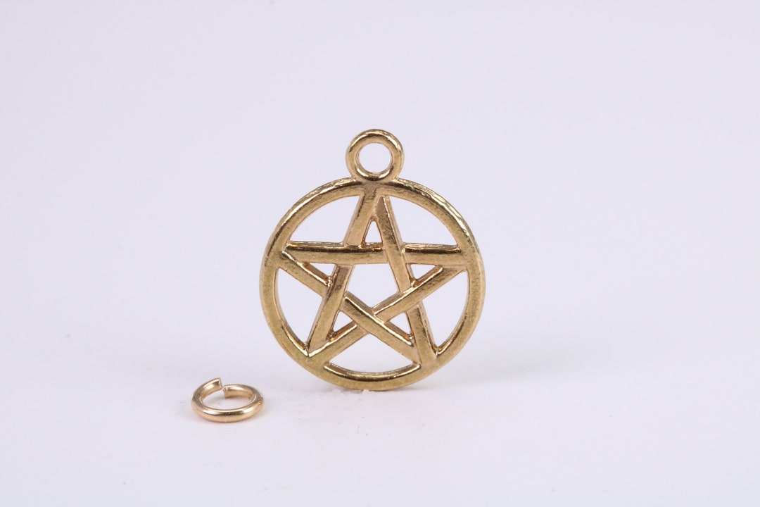 Gold Pentagram Pendant, Made From Solid 14K Yellow Gold With British ...