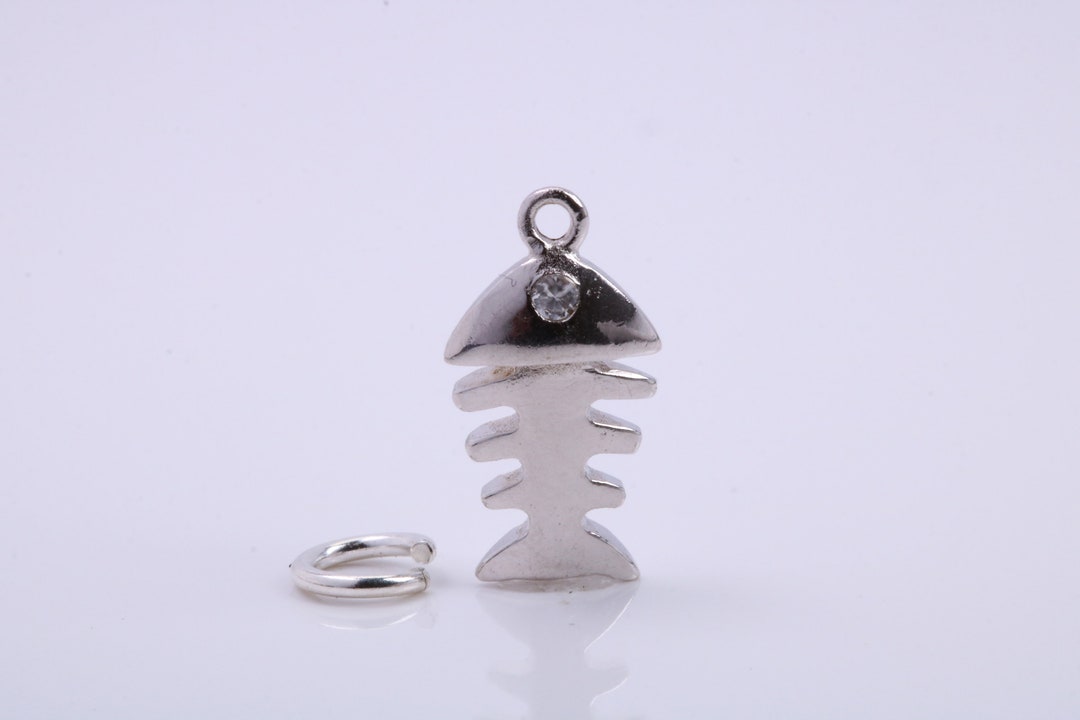 Fish Bone Charm, Traditional Charm, Made From Solid 925 Grade Sterling ...