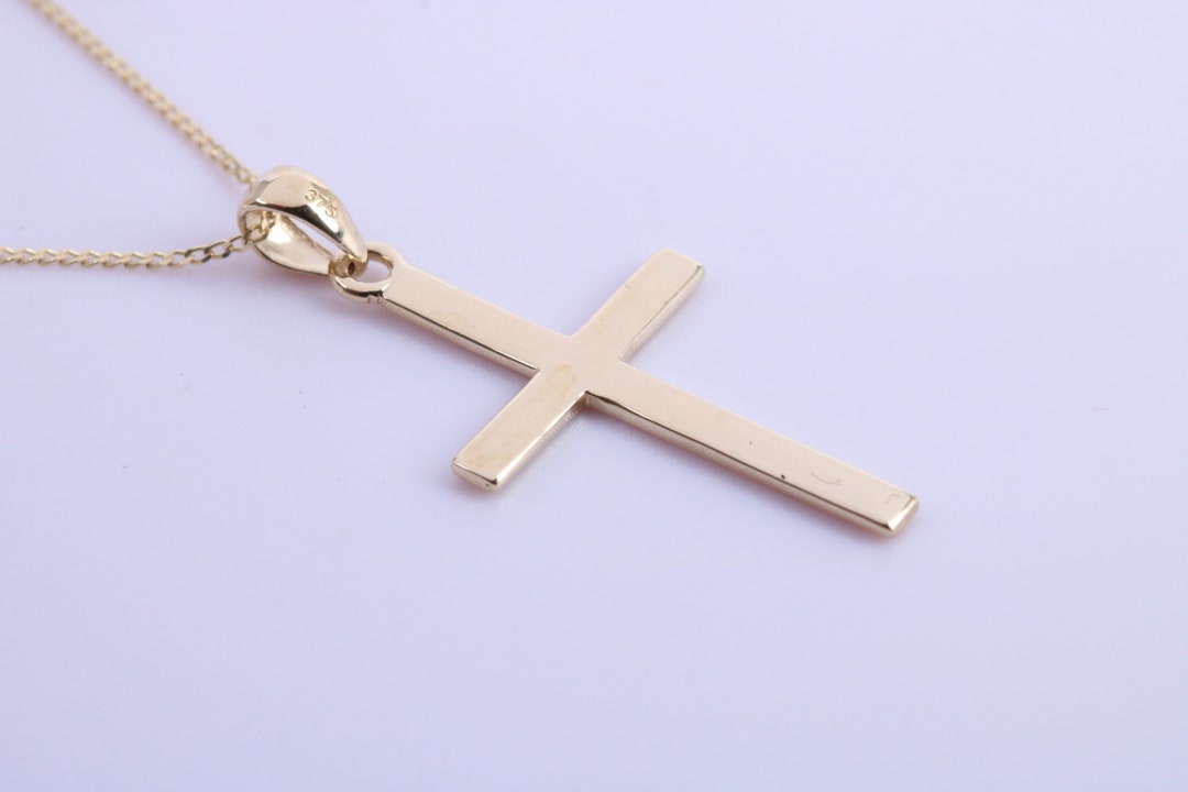 Simple 33 Mm Long Cross Together With 16 Inch Long Chain, Made From ...