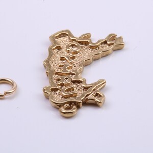 Map of Cymru Charm, Traditional Charm, Made From Solid 9ct Yellow Gold ...