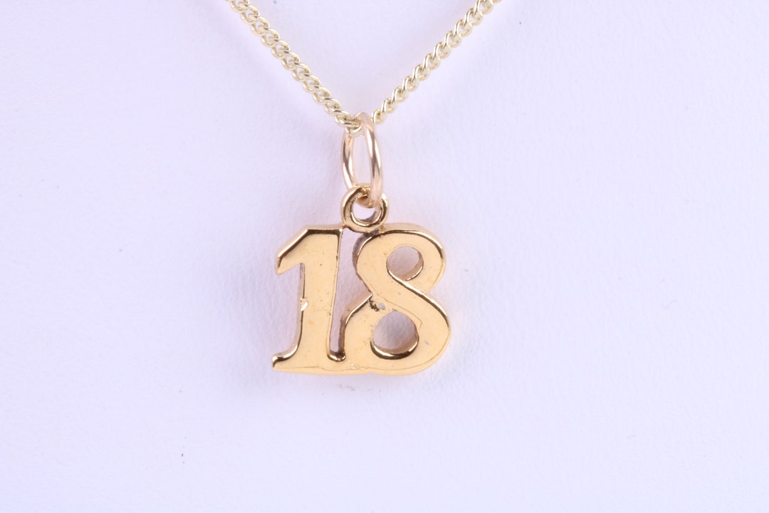 18th Birthday Necklace, Made From Solid Yellow Gold With High Polished ...