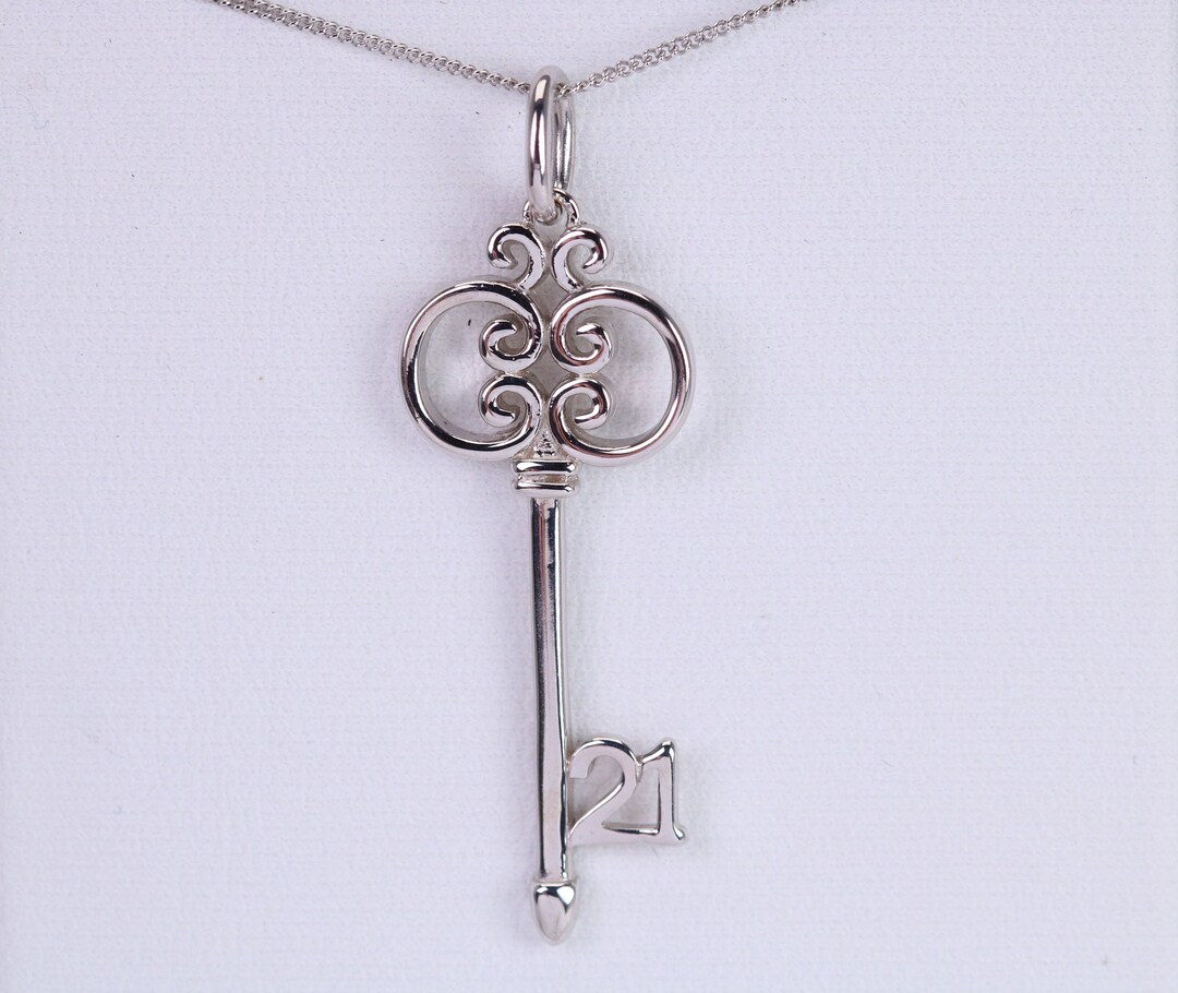 21st Birthday Key Necklace, Made From Solid 925 Grade Sterling Silver ...