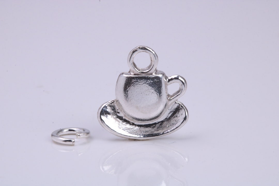 Tea Cup and Saucer Charm, Traditional Charm, Made From Solid 925 Grade ...