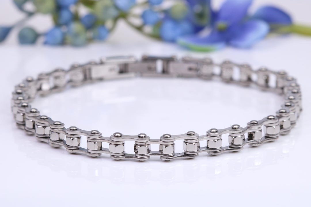 Steel Bike Chain Bracelet, Made From Solid Steel, 8.50 Inches Long and ...