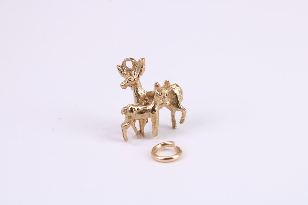 Deer and Fawn Charm, Traditional Charm, Made From Solid Yellow Gold ...