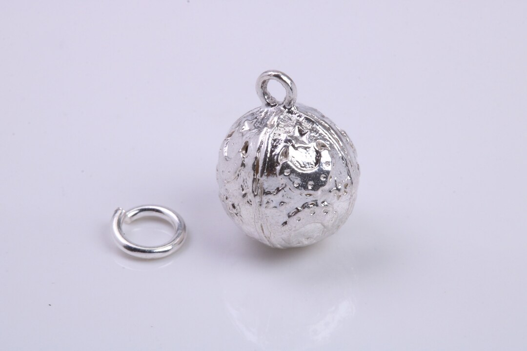 Moon and Star Sphere Charm, Traditional Charm, Made From Solid 925 ...
