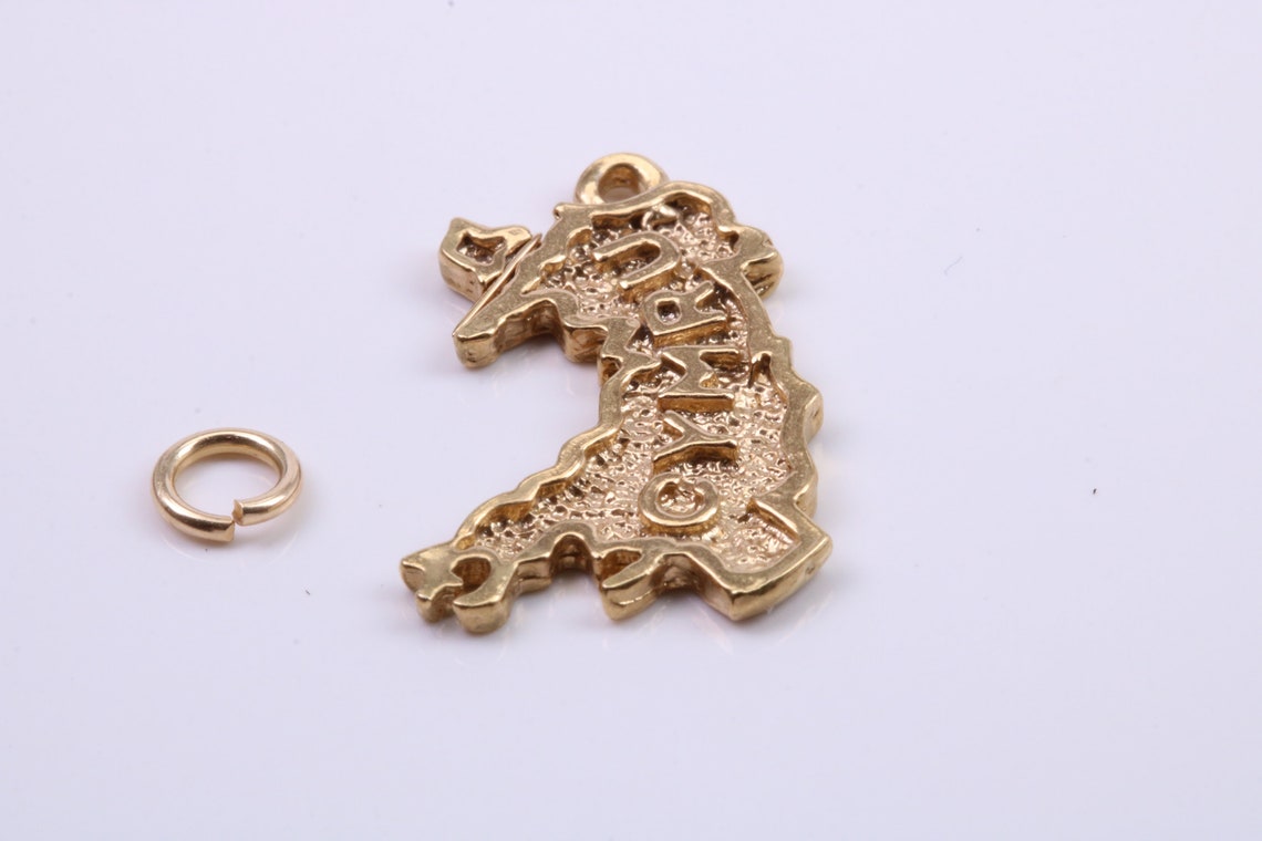 Map of Cymru Charm, Traditional Charm, Made From Solid 9ct Yellow Gold ...