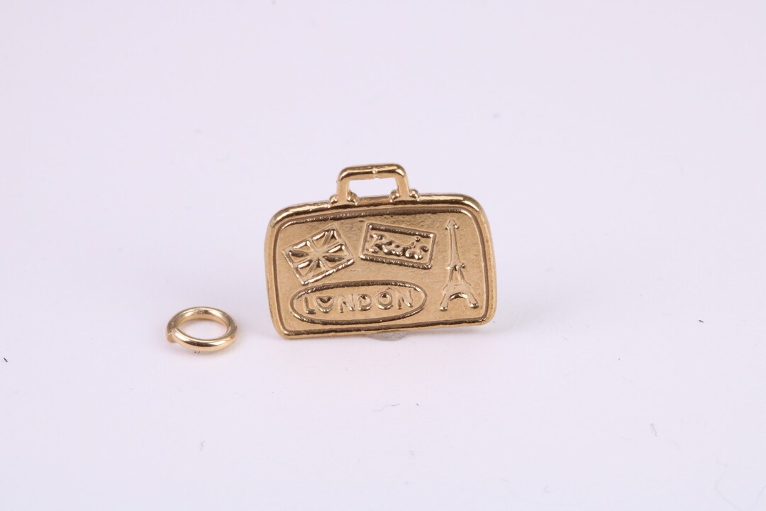 Travel Suitcase Charm, Traditional Charm, Made From Solid Yellow Gold ...