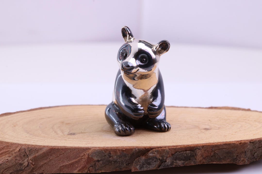 Panda Miniature Figurine, 28 Mm Tall, Made From Cast 925 Grade Sterling ...