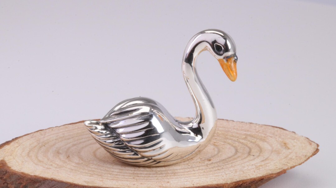 Swan Miniature Figurine, Made From Cast 925 Grade Sterling Silver With ...