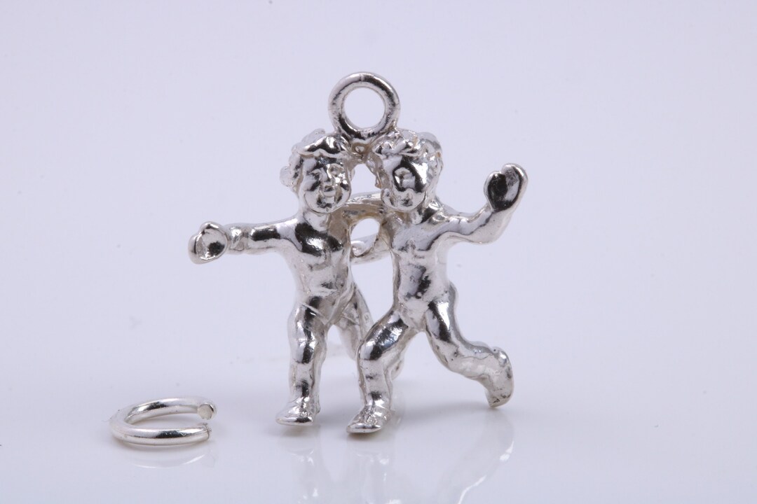 Gemini Zodiac Sign Charm, Traditional Charm, Made From Solid 925 Grade ...