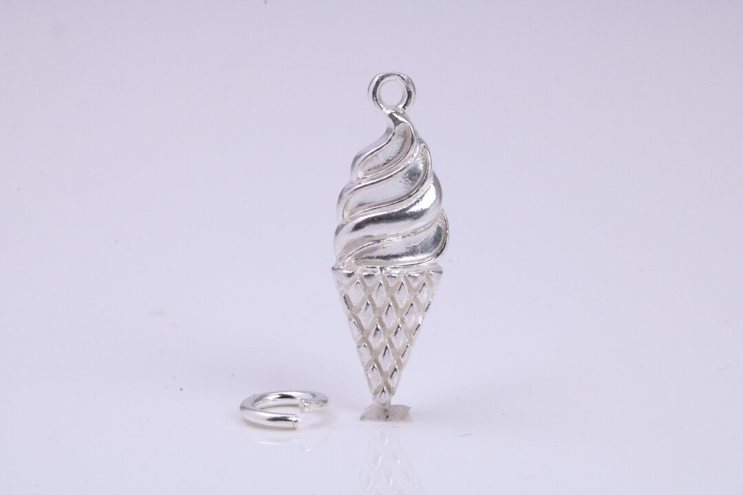 Ice Cream Cone Charm, Traditional Charm, Made From Solid 925 Grade ...