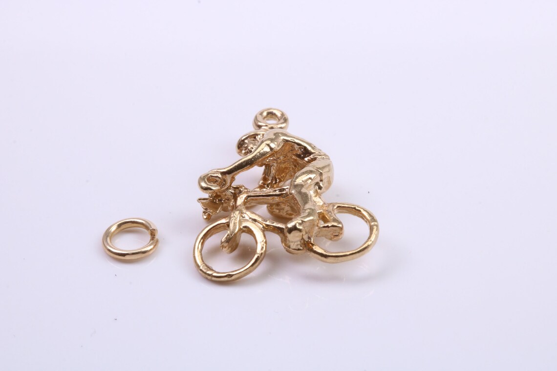 Cyclist Charm, Traditional Charm, Made From Solid 9ct Yellow Gold ...