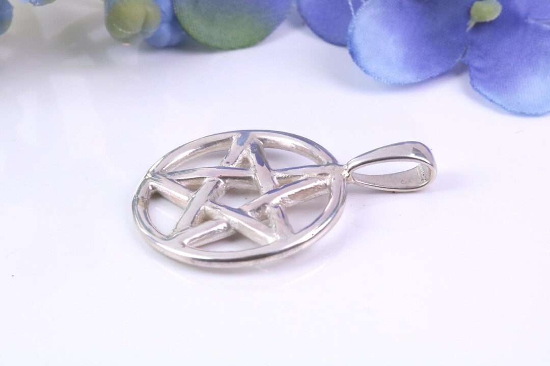 22 Mm Round Pentagram Pendant, Made From Solid Cast Silver - Etsy