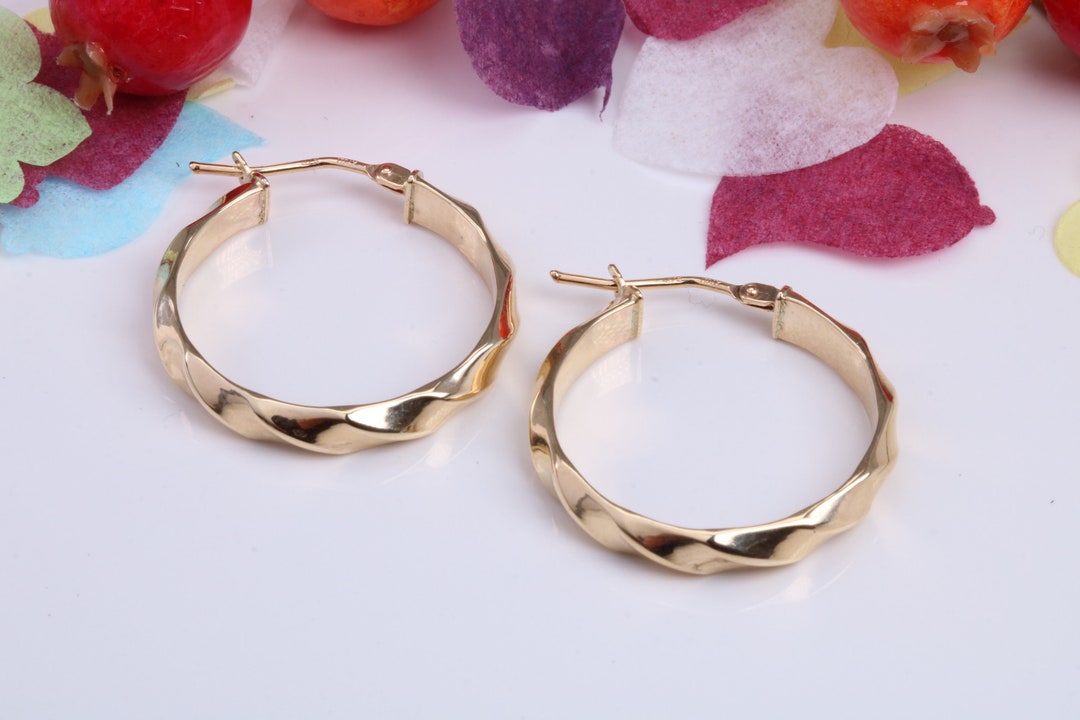 23 Mm Round Hoop Creole Earrings Made From 9ct Yellow Gold - Etsy