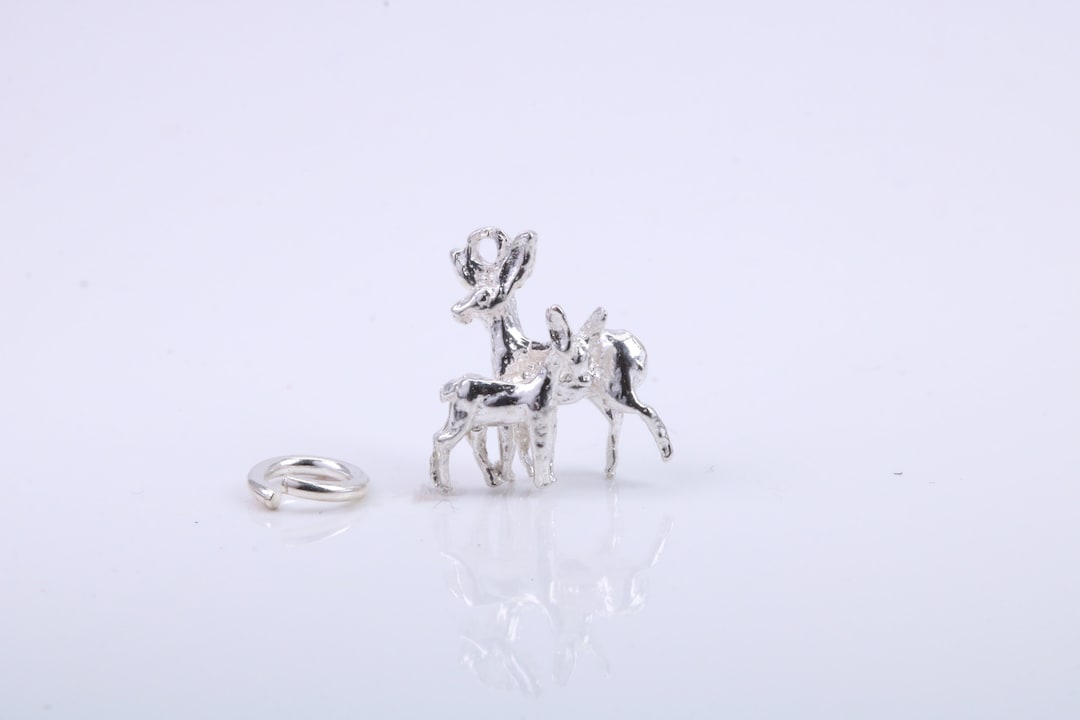 Deer and Fawn Charm, Traditional Charm, Made From Solid 925 Grade ...