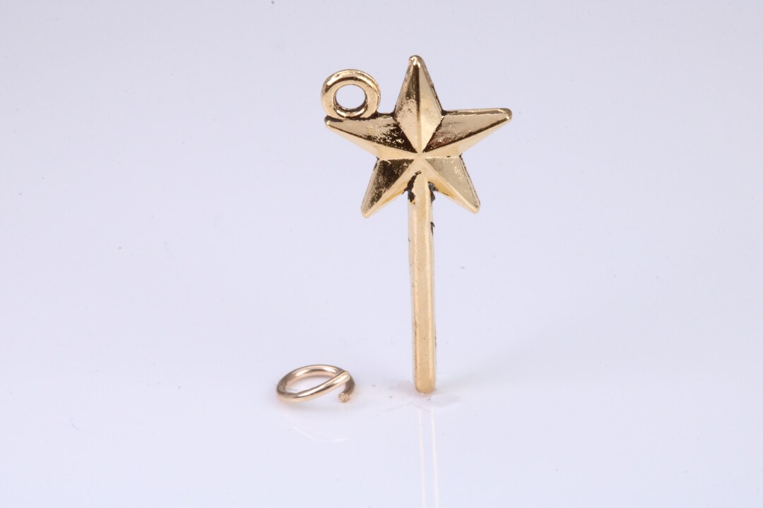 Princess Magic Wand Charm, Traditional Charm, Made From Solid Yellow ...