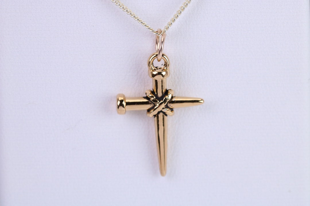 24 Mm Long Cross Necklace, Made From Solid Cast Yellow Gold With High ...