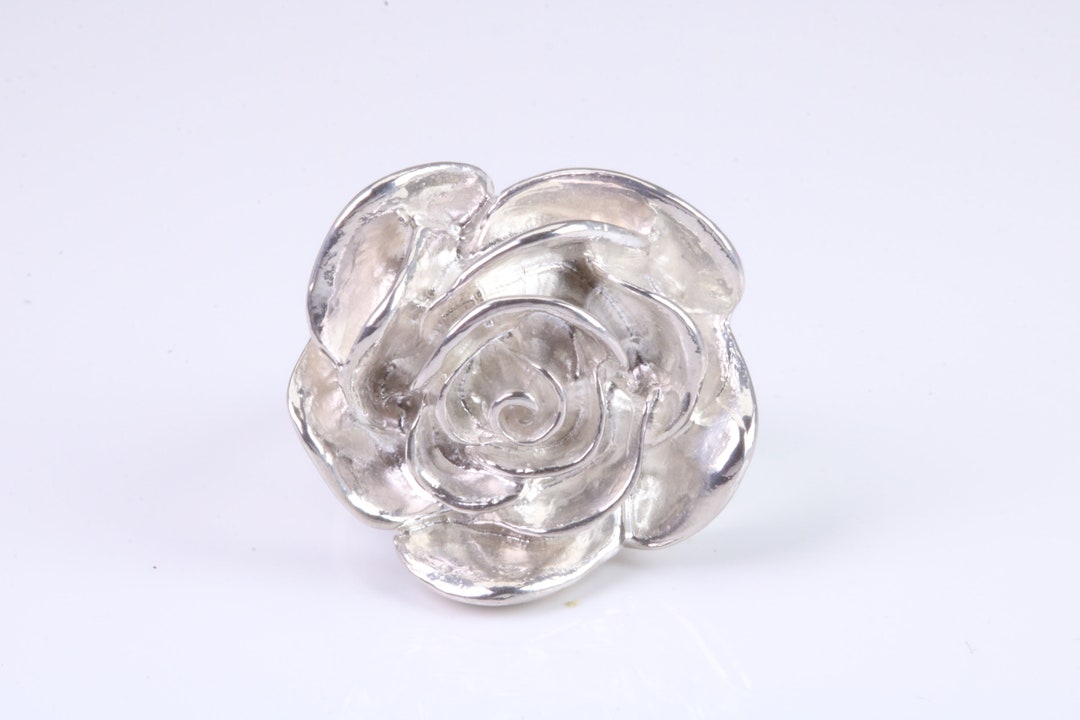 Large Chunky Rose Ring, Made From Solid Cast Silver, British Hallmarked ...