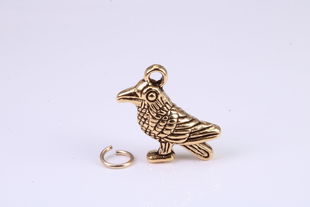 Raven Charm, Traditional Charm, Made From Solid Cast Yellow Gold ...