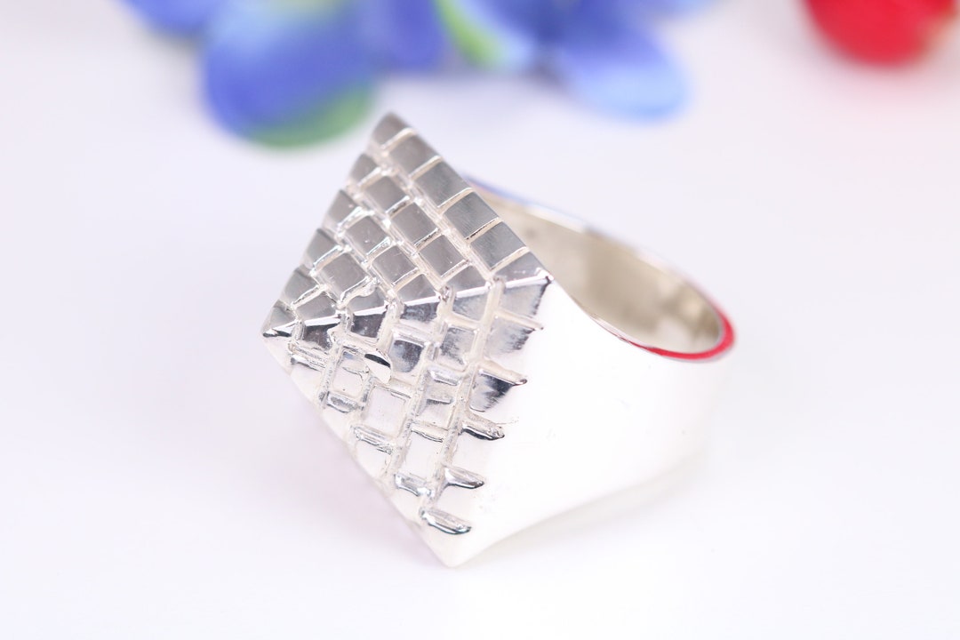 Very Large and Very Heavy Pyramid Ring, Made From Solid Cast Silver ...