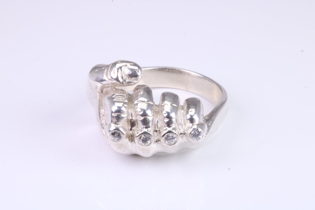 Very Large and Very Heavy Fist Ring Set With Diamond White Top Grade ...