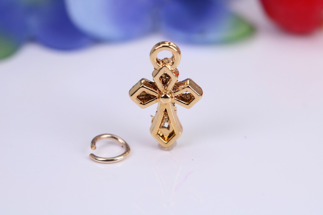 Cross Charm, Traditional Charm, Made From Solid Cast Yellow Gold ...
