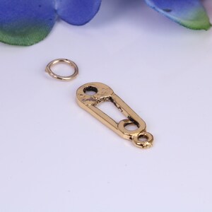 Safety Pin Charm, Traditional Charm, Made From Solid Cast Yellow Gold ...