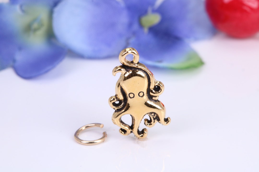 Octopus Charm, Traditional Charm, Made From Solid Cast Yellow Gold ...