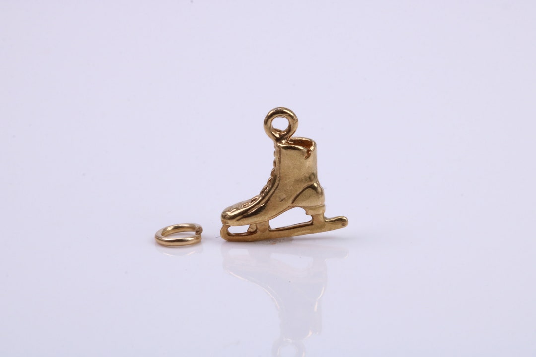 Ice Skate Charm, Made From Solid Cast Yellow Gold, British Hallmarked ...