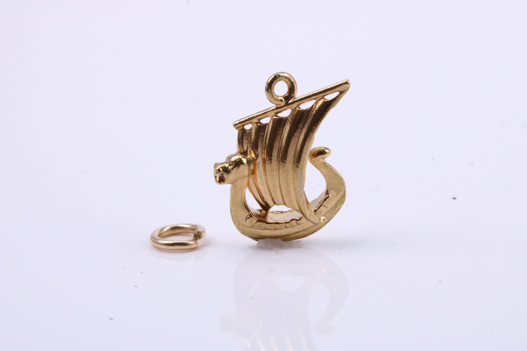 Viking Boat Charm, Traditional Charm, Made From Solid 9ct Yellow Gold ...