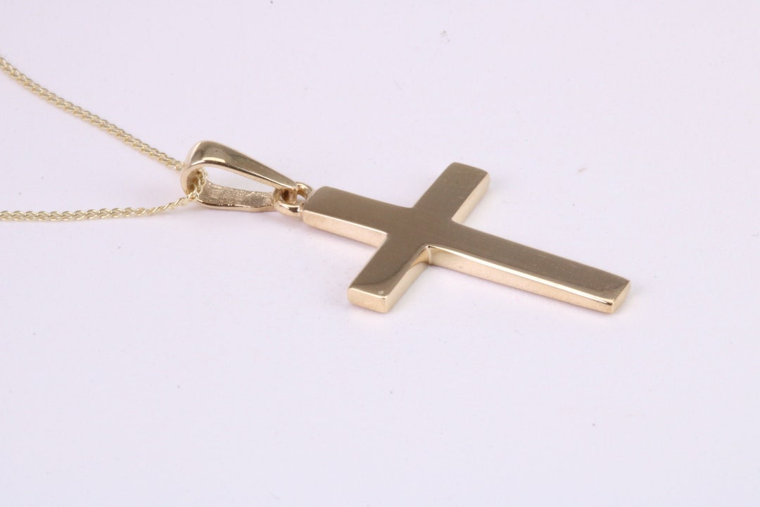 Simple 26 Mm Long Cross Together With 16 Inch Long Chain, Made From ...