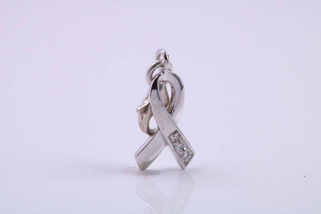 Ribbon Charm, Traditional Charm, Made From Solid 925 Grade Sterling ...