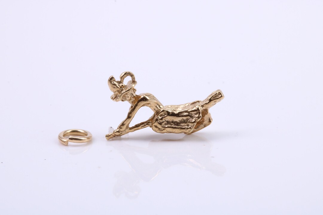 Witch on Broom Stick Charm, Traditional Charm, Made From Solid 9ct ...