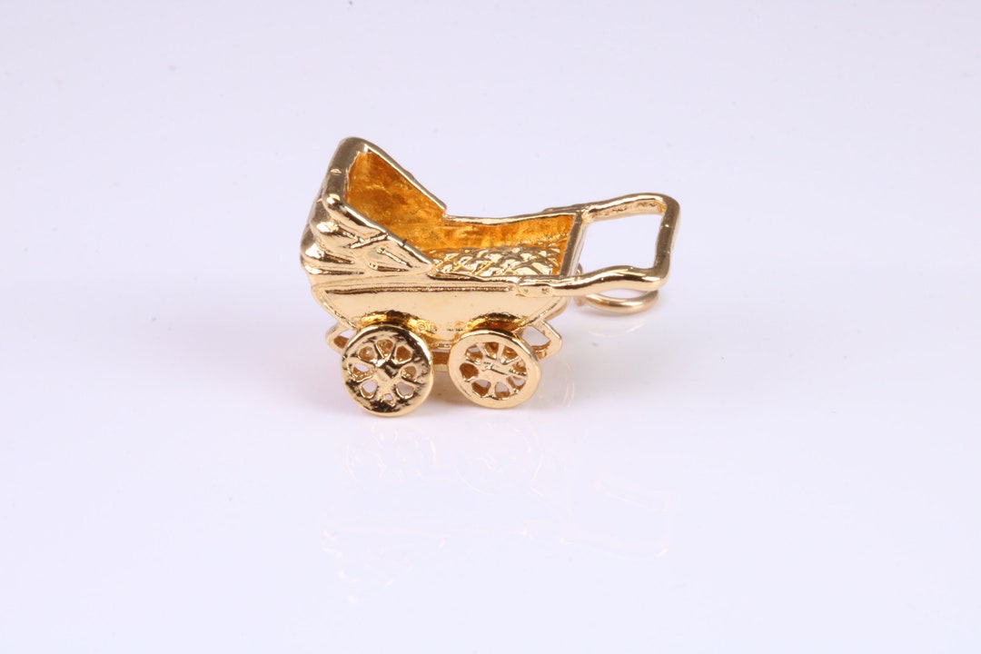 Baby Pram Charm, Traditional Charm, Made From Solid Yellow Gold ...
