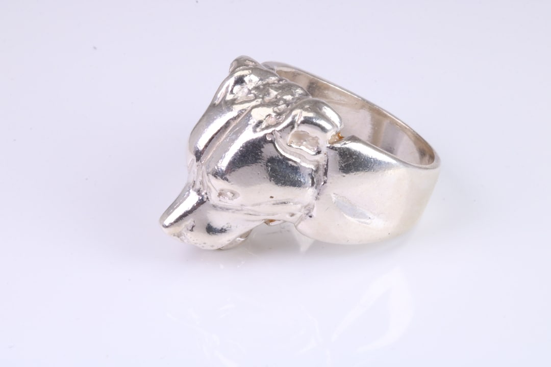 Very Large and Heavy Dog Head Ring, Made From Solid Cast Silver ...