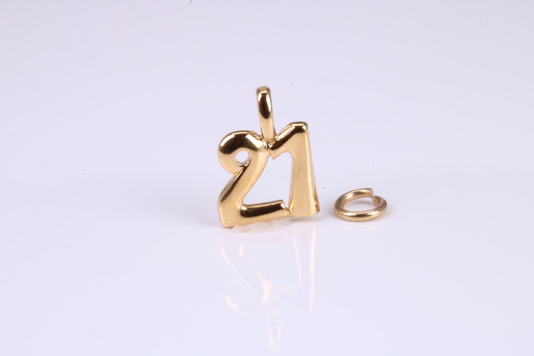 21st Birthday Charm, Made From Solid Cast Yellow Gold, British ...