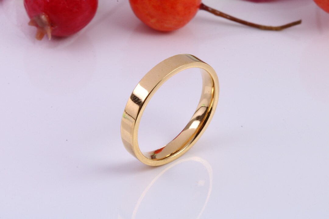 3 Mm Wide Simple Band, Flat Profile, Made From Solid Silver and Further ...
