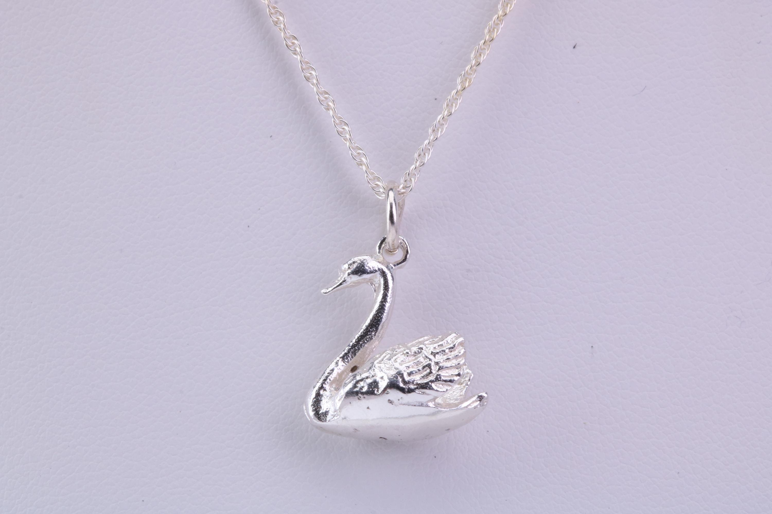 Swan Charm Necklace, Made From Solid Cast Silver, Complete With Silver ...