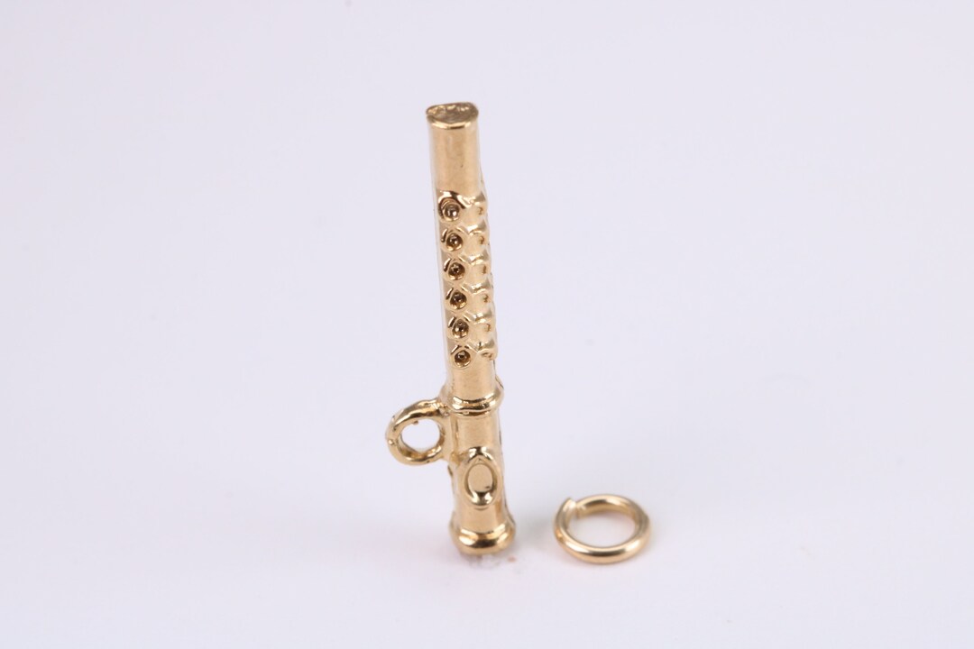 Flute Charm, Traditional Charm, Made From Solid Yellow Gold, British ...