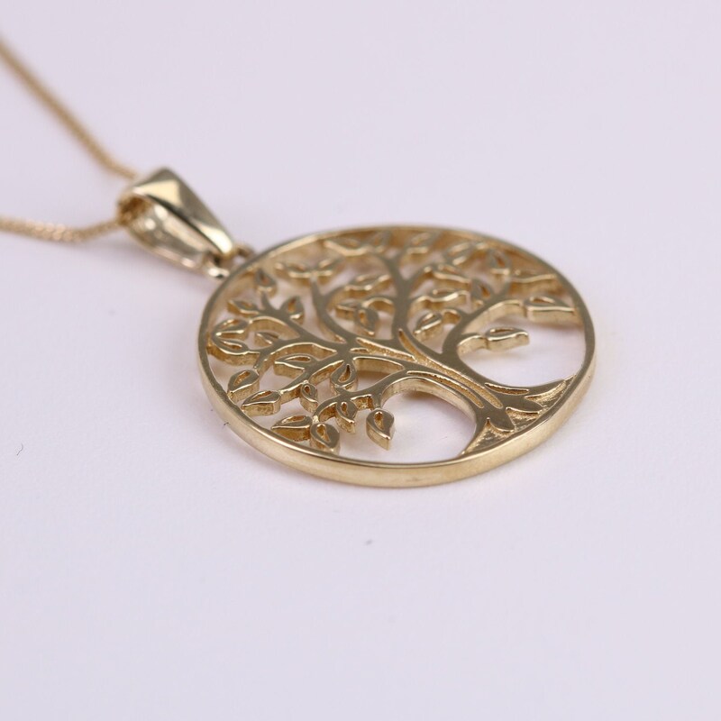 Solid Gold Tree Pendant - Etsy