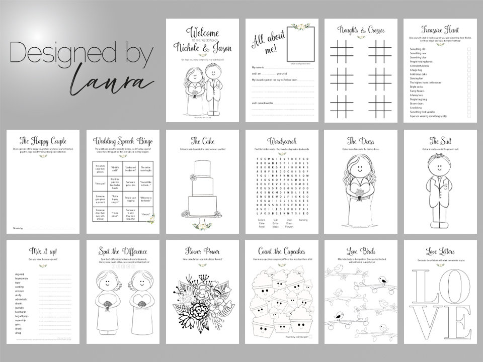 Personalised Wedding Colouring Activity Packs for Children - Etsy