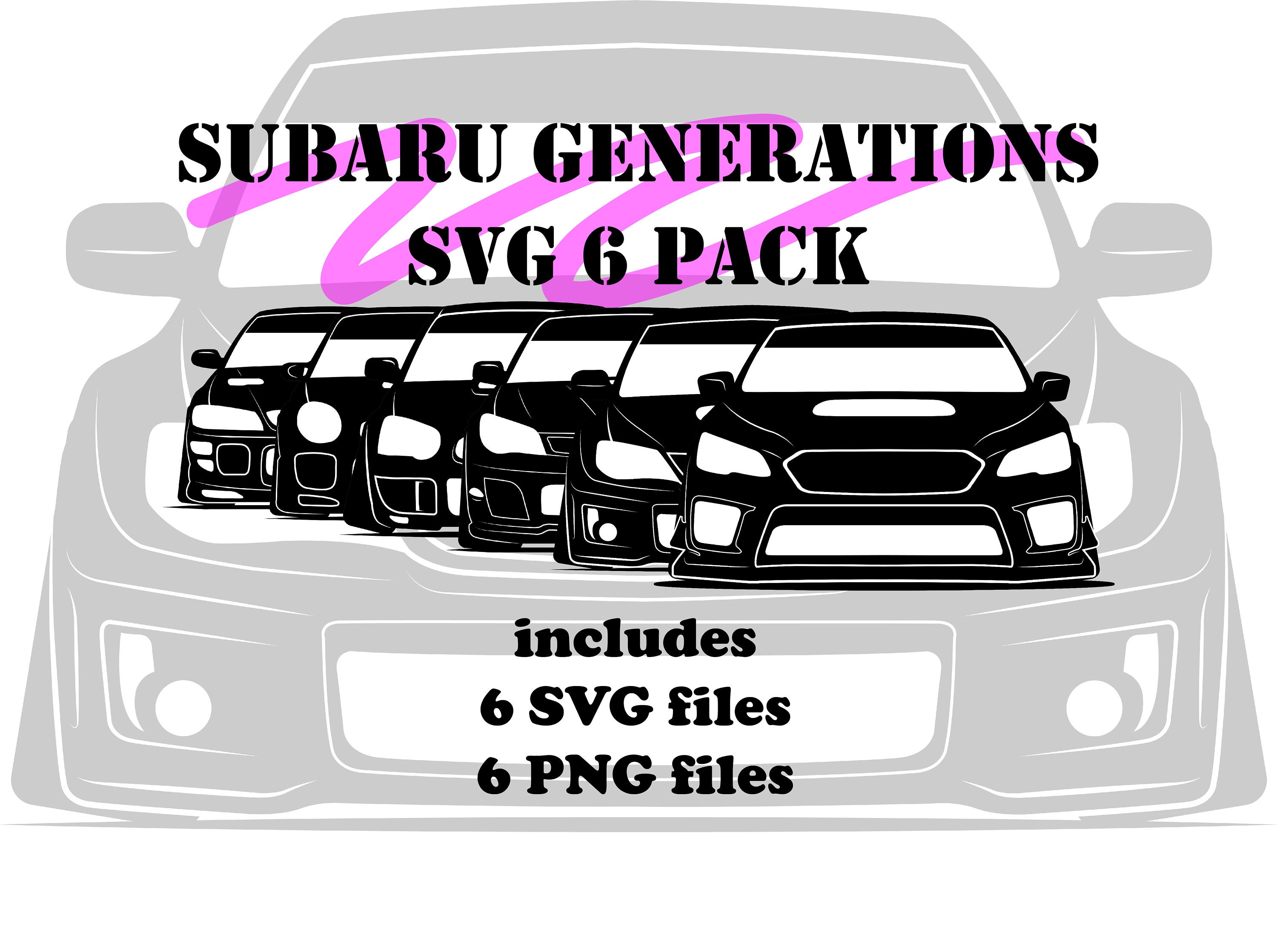 JDM Subie Generations SVG 6 Pack - STI Designs for Vinyl Cutting Decals ...