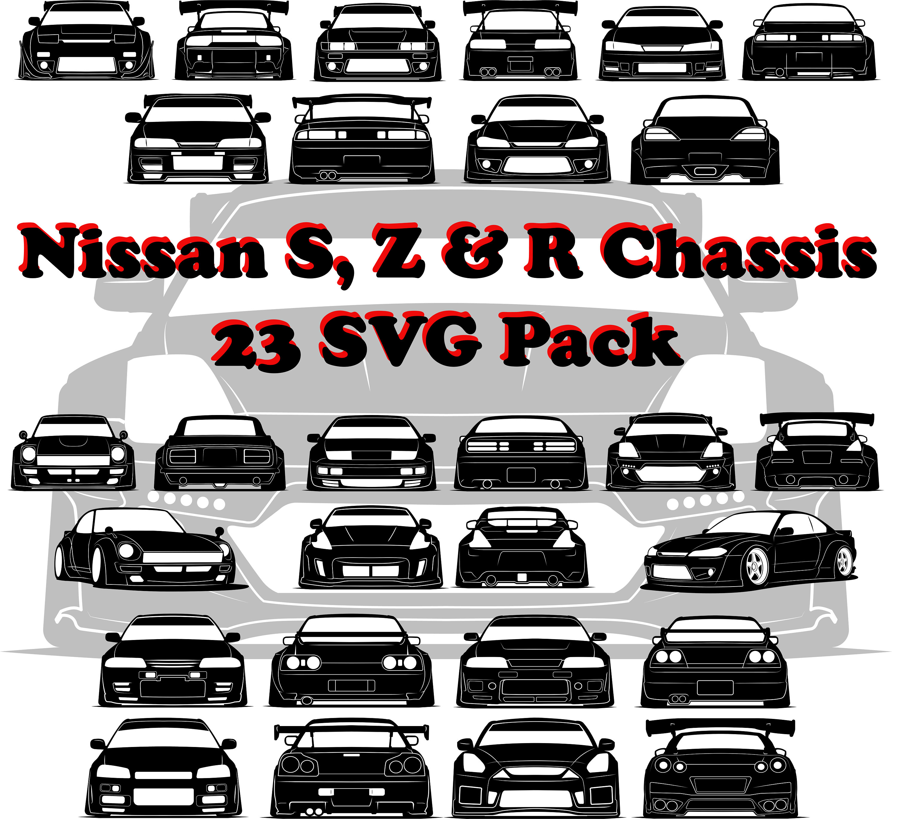 JDM Nissan S, Z & R Chassis SVG 23 Pack - Nismo Designs for Vinyl ...